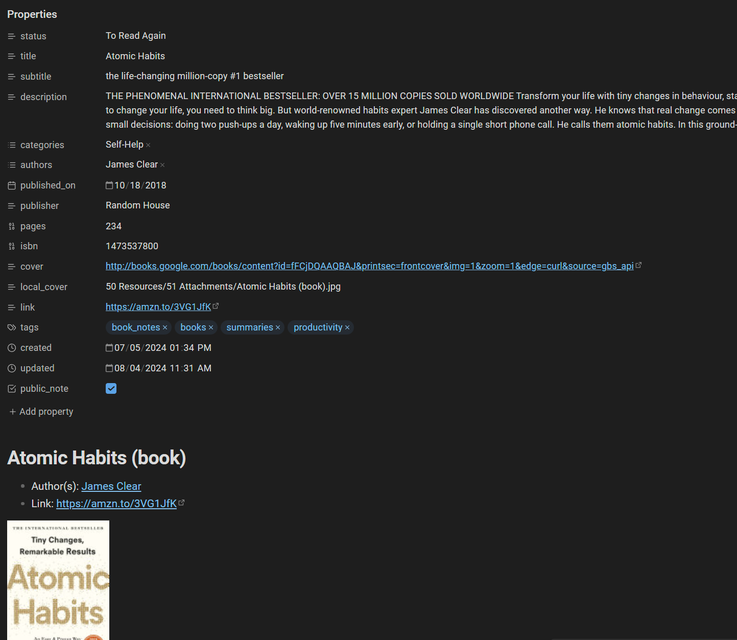 How I manage books and summaries in Obsidian